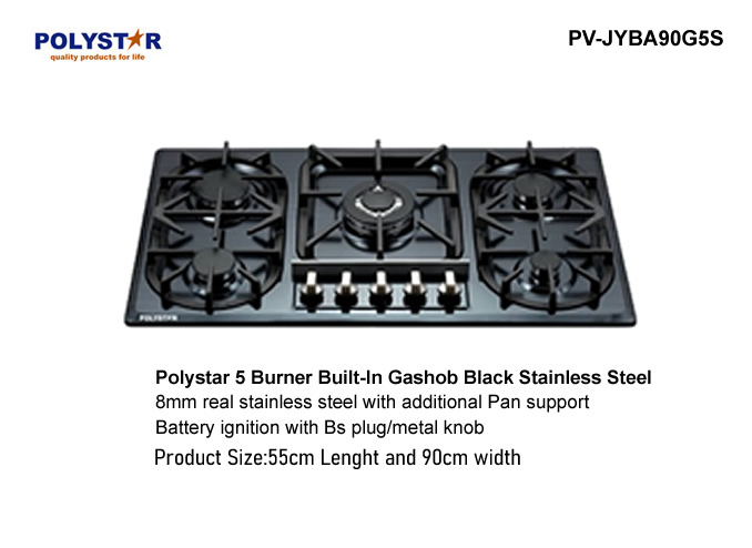 Polystar PV-JYBA90G5S 5 Burner Built-in Gas Hob Stainless Steel ...